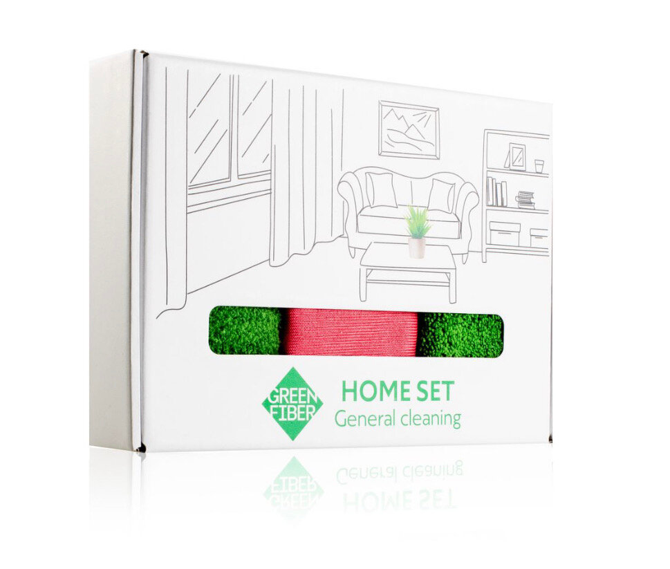 Набор для общей уборки HOME SET General Cleaning без использования моющих средств, две салфетки и варежка
