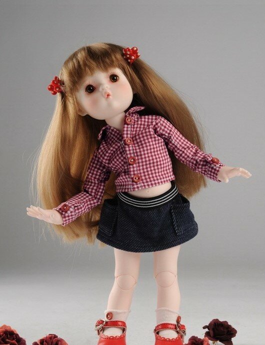 Рубашка Dollmore Apple Dot Shirt (Яблочные крапинки цвет красный для кукол Доллмор)