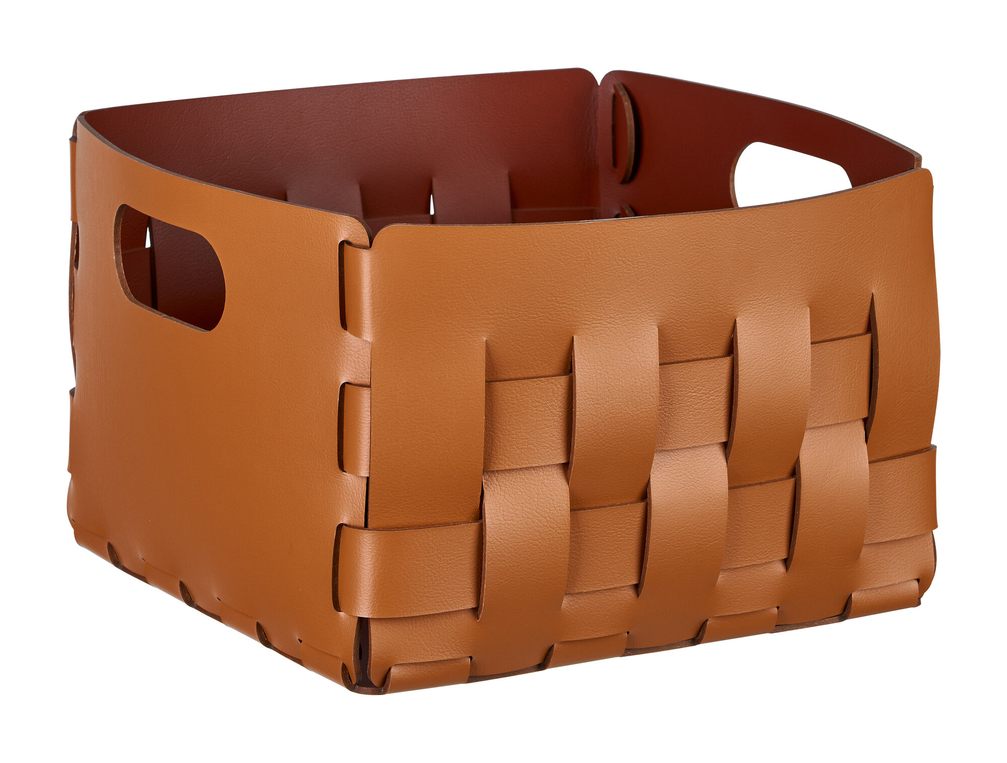 Корзина Bottega 25х25хН20 из натуральной кожи, цвет: коньяк