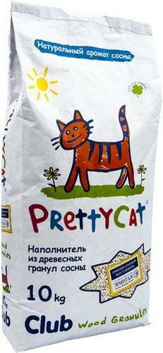 Кэт Наполнитель древесный для кошачьих туалетов Wood Granules CLUB 10кг