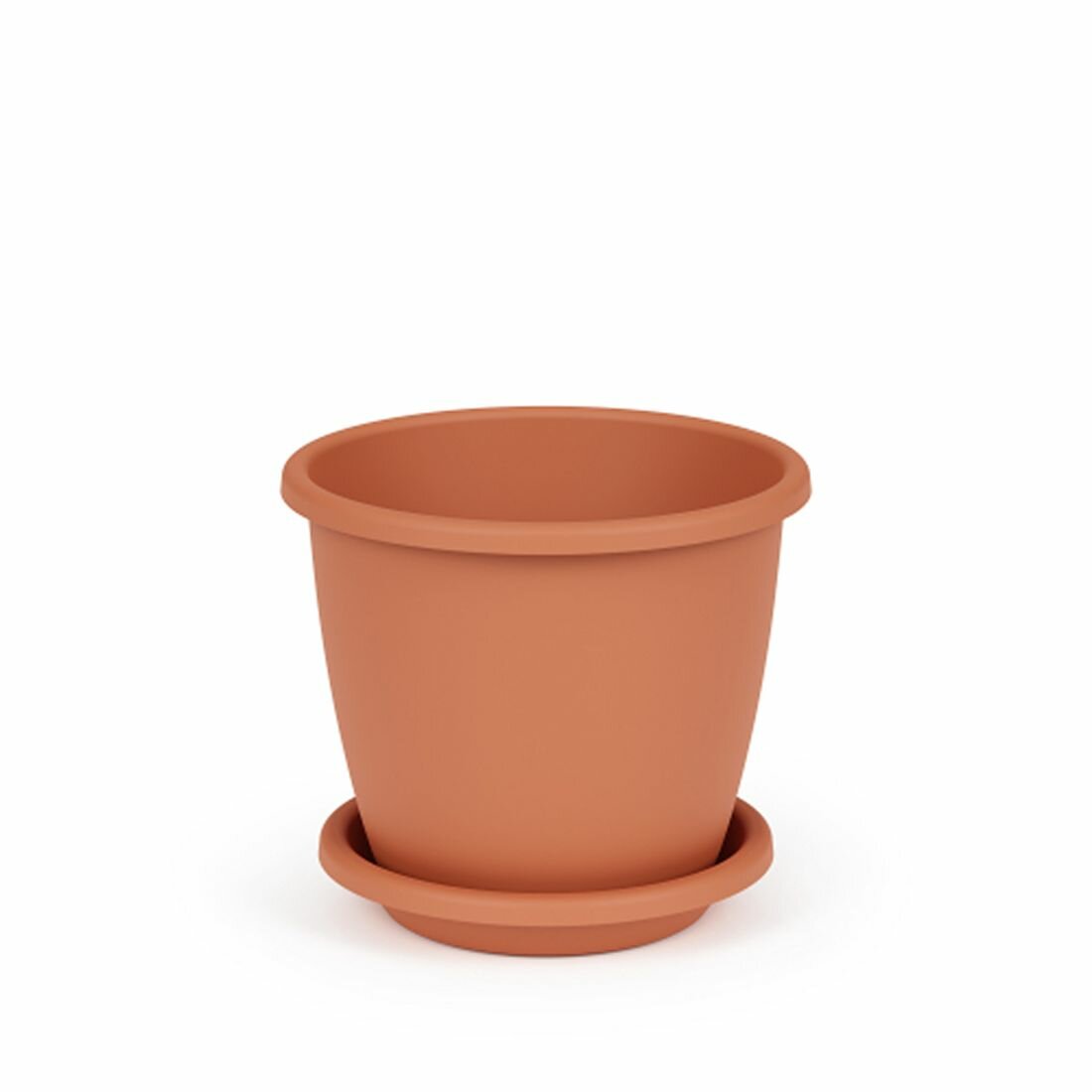 Горшок цветочный Афина с поддоном, диаметр 19,5 см, объём 3л, цвет коричневый, пластик, Альтернатива М6542