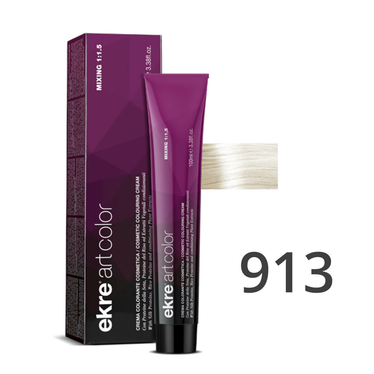 Краска для волос профессиональная осветляющая Ekre Artcolor 913 Cуперосветляющий Золотистый пепельный 100 мл