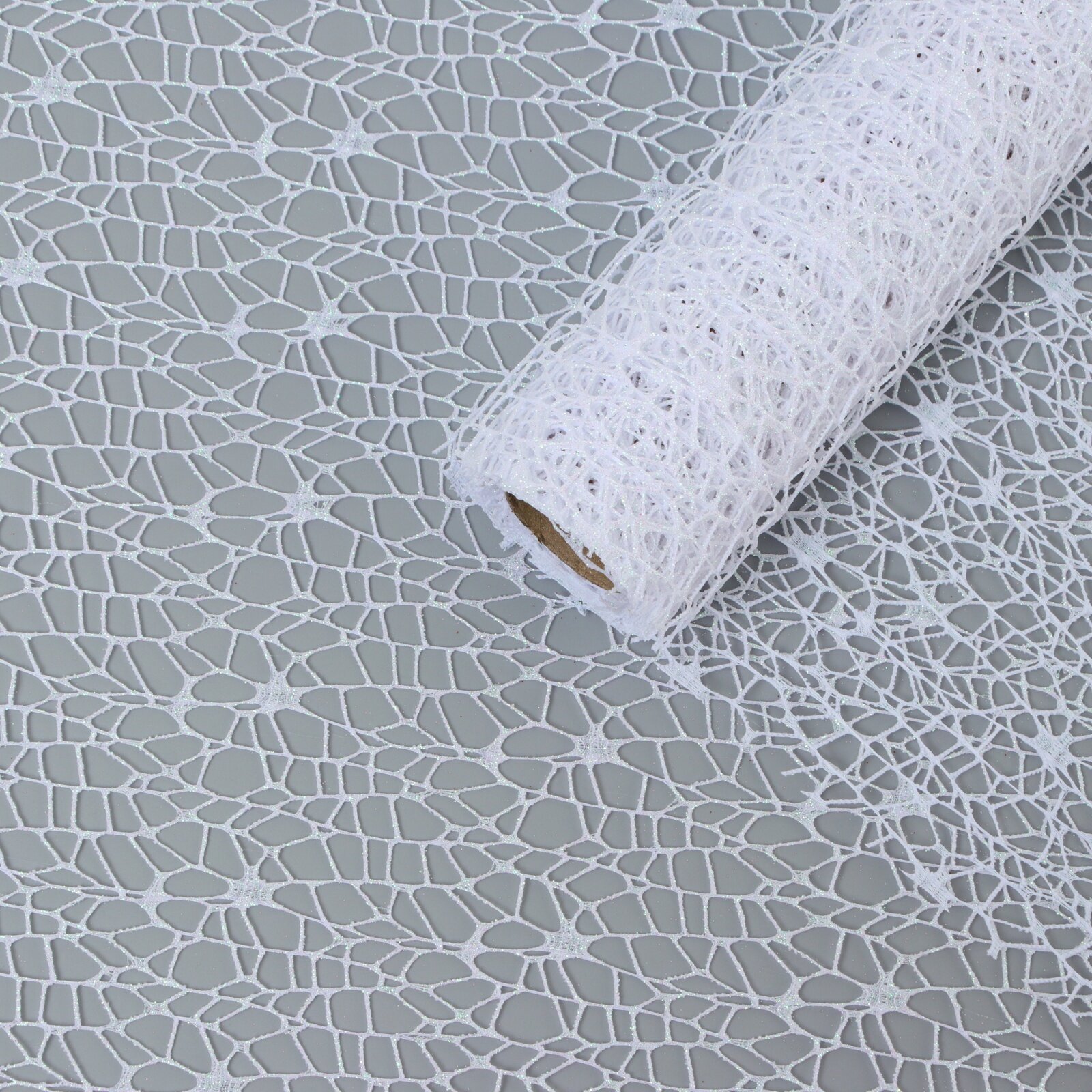 Упаковка для цветов "Паутинка с глиттером" белая 48 см х 4,5 м, 10499968