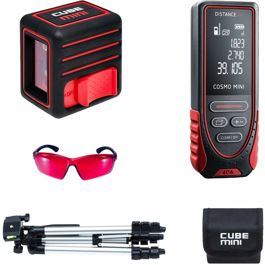 Лазерный нивелир ADA Cube MINI Prof Edition + Cosmo Mini 40 +Visor RED