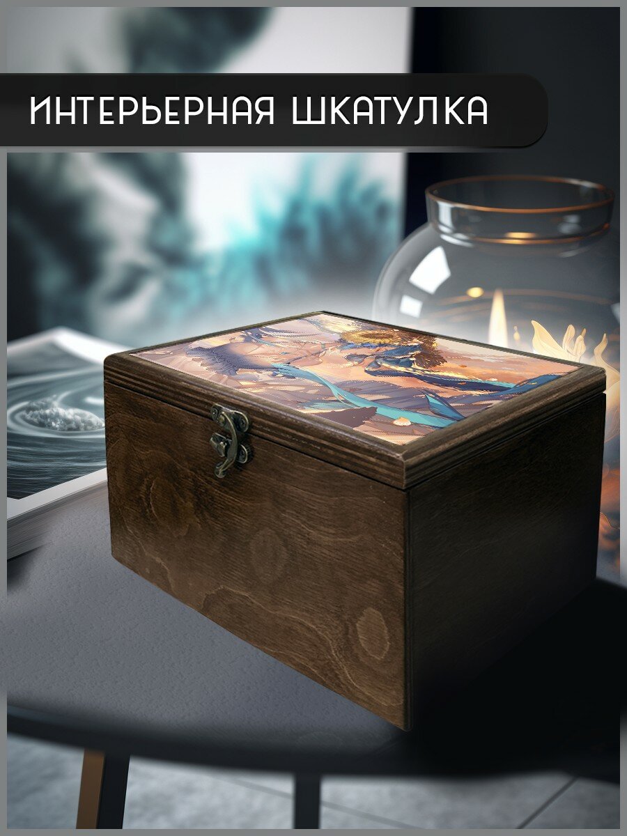 Шкатулка интерьерная для украшений универсальная 22x17x12 см аниме Хацуне Мику (музыка, вокалоиды, Япония, эстетика, кавай) - 2001