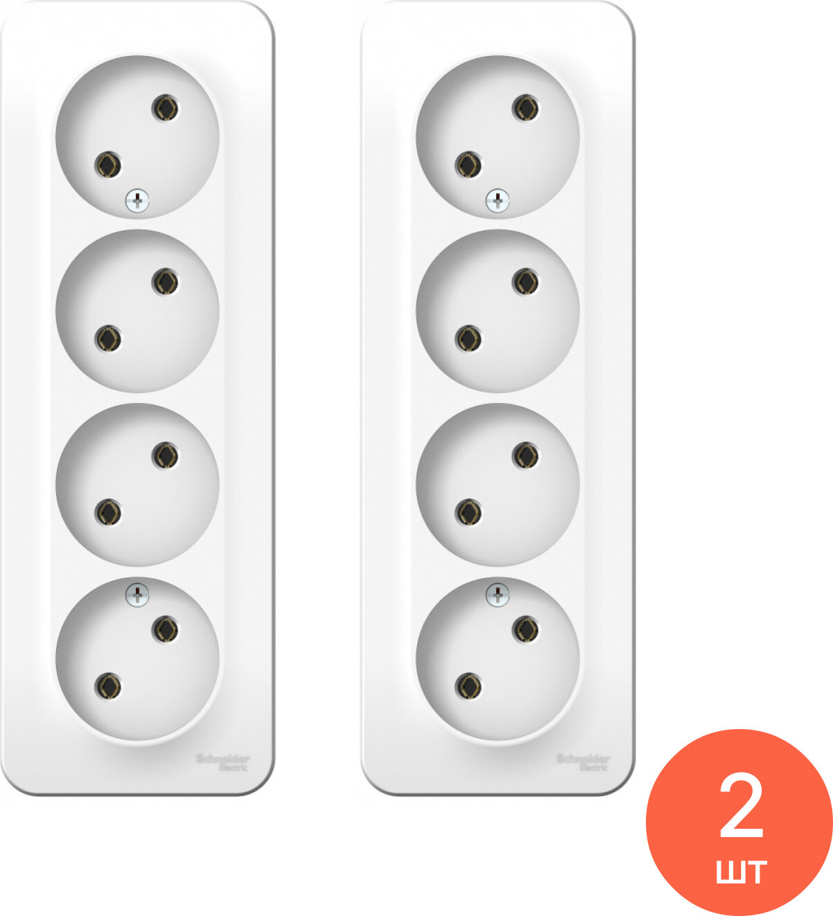 Розетка силовая штепсельная Systeme Electric / Систем Электрик BLANCA, 16А 250В IP20 белый, без заземляющего контакта с изолирующей пластиной BLNRA000411 / электрооборудование (комплект из 2 шт)