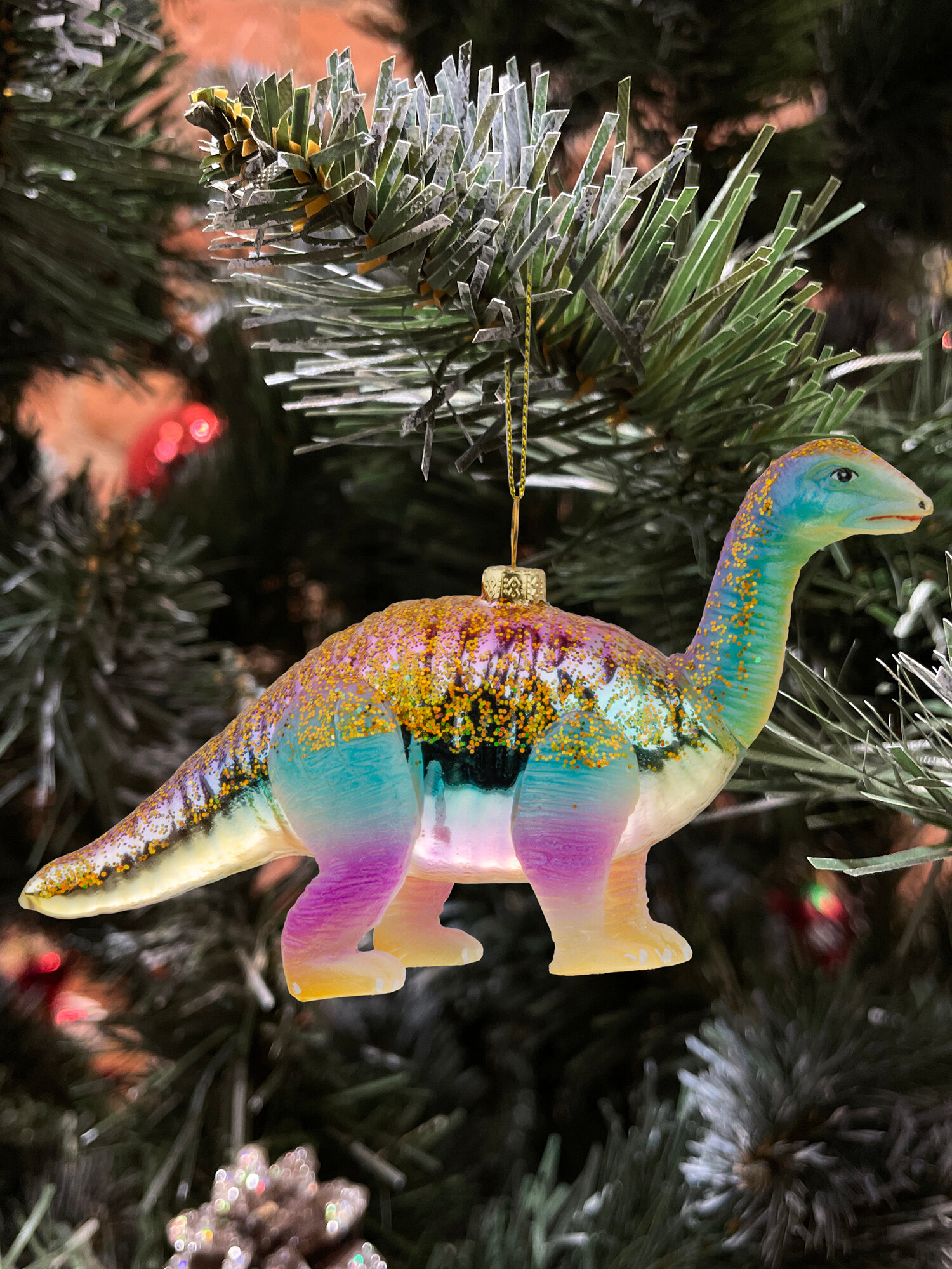 Стеклянная новогодняя елочная игрушка "UltraMarin" 176-LN Динозавр