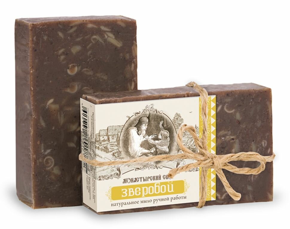 Натуральное мыло ручной работы Монастырский сбор "Зверобой" дезодорирующее с антисептическим эффектом для нормальной, жирной и проблемной кожи, 100 г