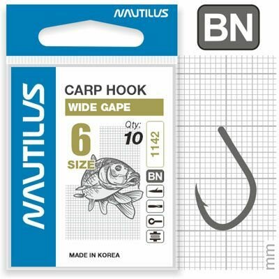 Крючки рыболовные Nautilus STING CARP WIDE GEPE S-1142 BN № 06 (10шт)