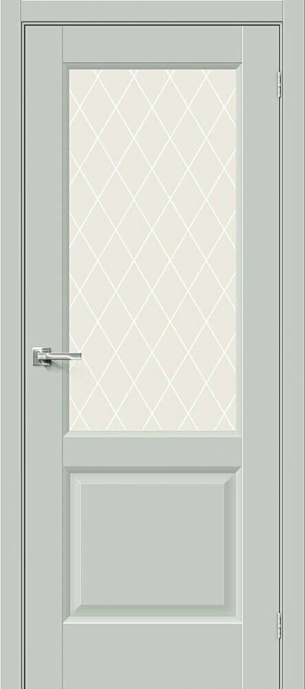 Межкомнатная Дверь Эмалит Bravo Неоклассик-33 Grey Matt / White Сrystal 800x2000мм (Полотно+Коробка+5 Наличников) / Браво.