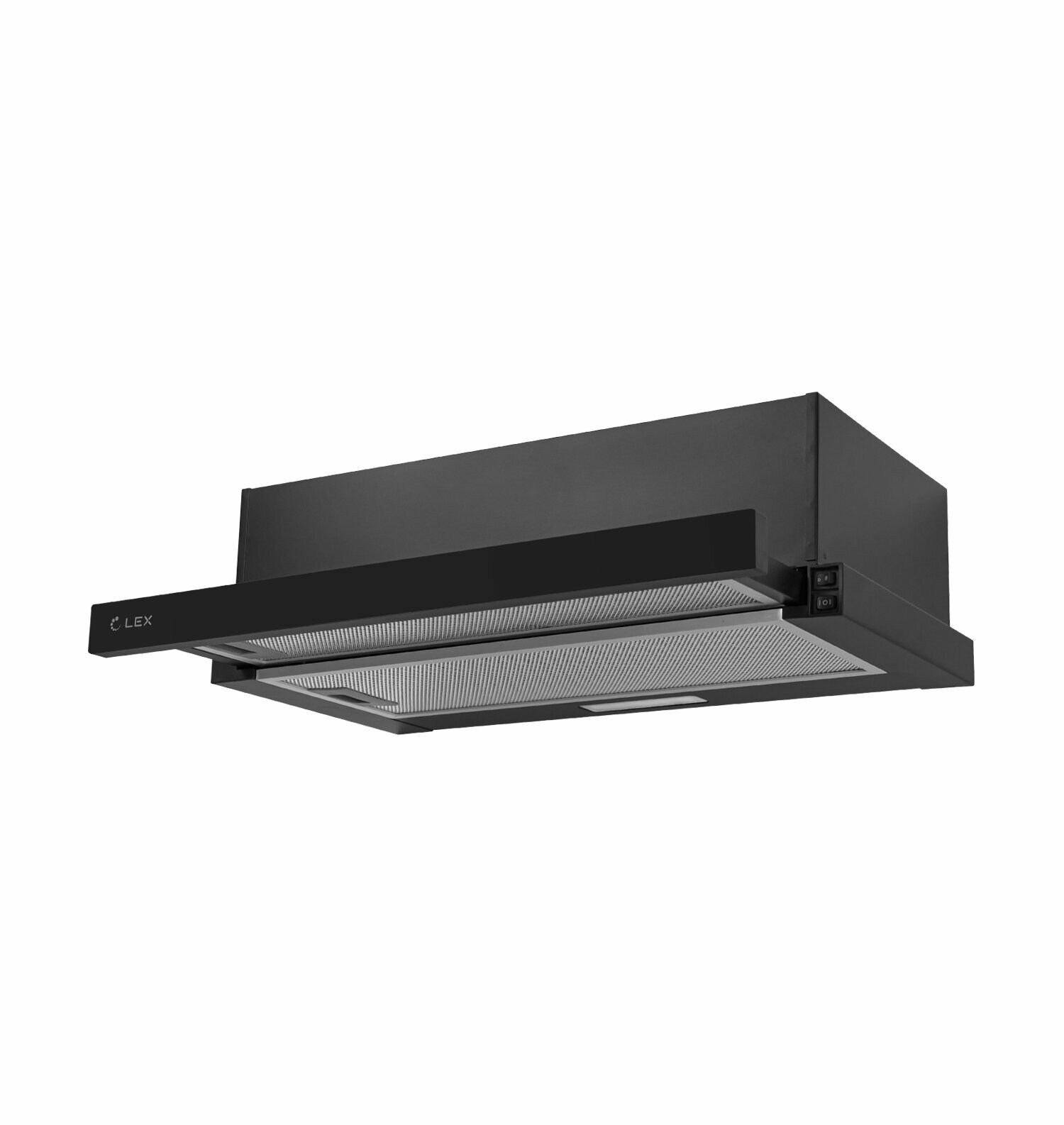 Встраиваемая вытяжка LEX Hubble 500 Black, черная, выдвижная, антивозвратный клапан, 570 м³/ч