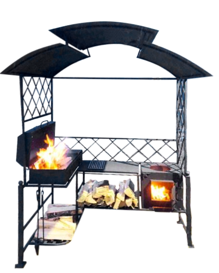 Мангал "Ковбой", сталь, толщина стенок 3мм, с крышей, стенки топки 3 мм