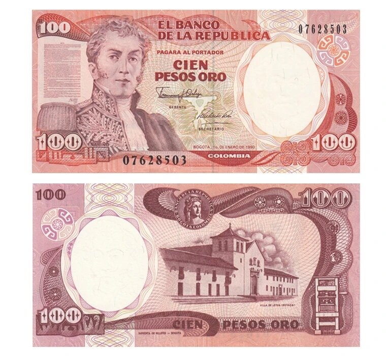 100 песо 1990 Колумбия, колумбийские банкноты, сувенирная копия, банкноты и купюры редкие коллекционные