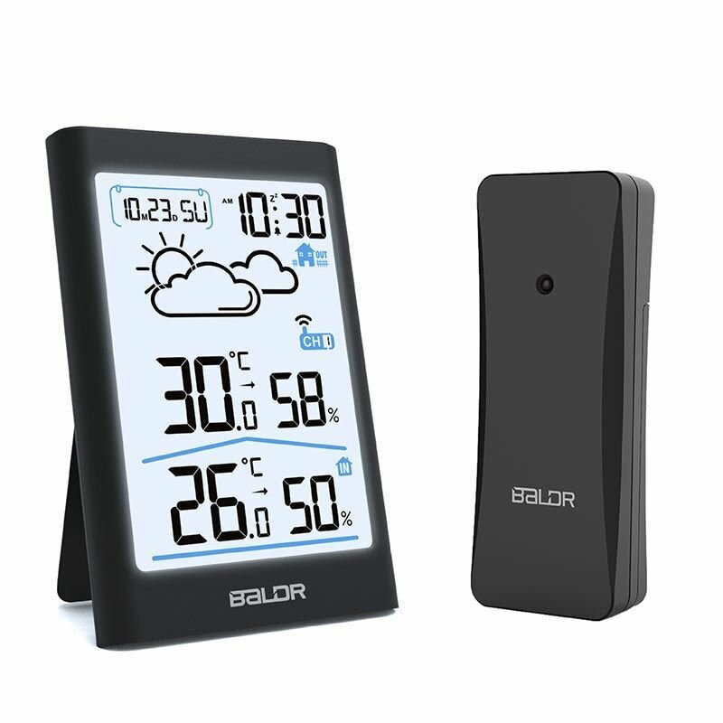 Беспроводная метеостанция с термометром BALDR-Домашние метеостанции для использования в помещении и на улице-с монитором влажности, отображением даты