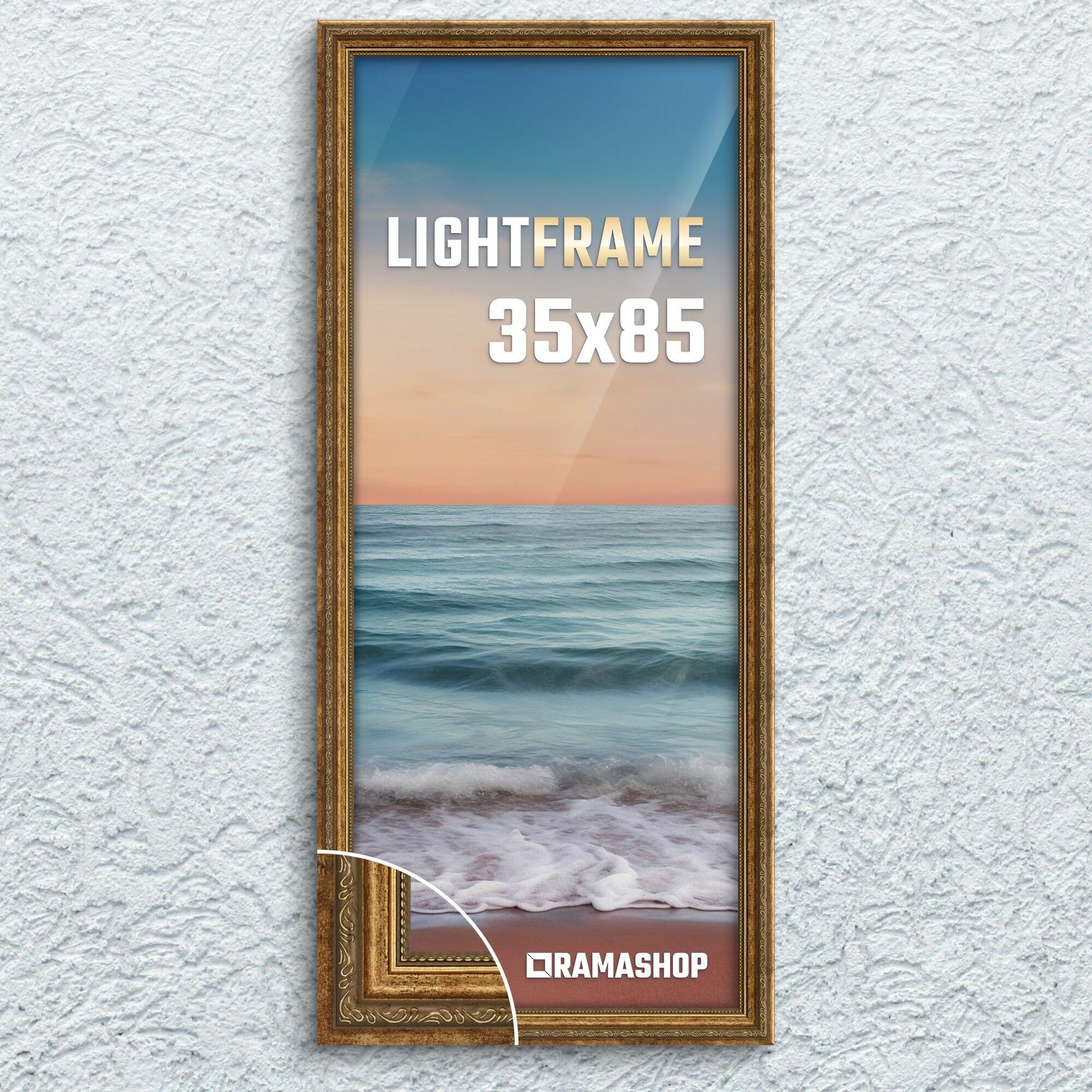 Рамка для фото 35х85 см, серия "Light Frame", фоторамка багетная. Бронза, Классический профиль 32х24 мм, Пластик