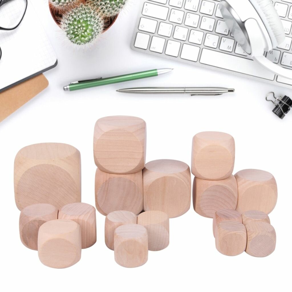 Кубики игральные кости для настольных игр,20 штук, деревянные кубики-заготовки, шестигранное сито-8 мм