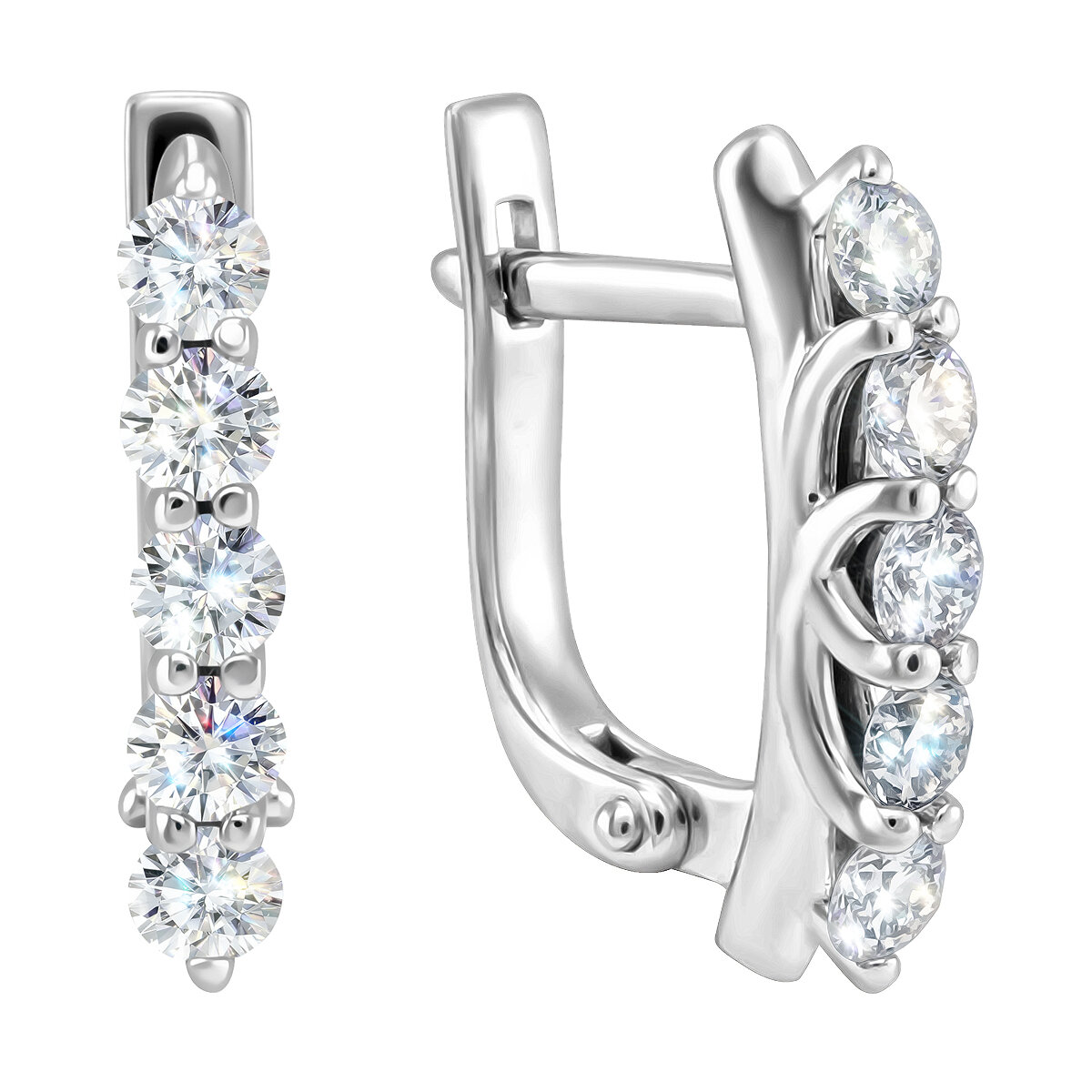 Серьги, белое золото, 585 проба, родирование, бриллиант