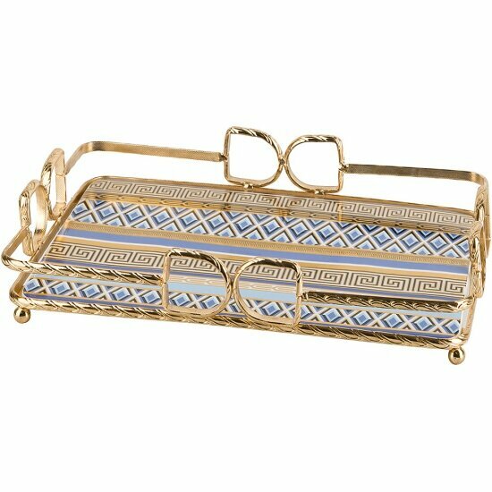 Поднос Nouvelle сервировочный "Golden Blue", 33,5х22 см (0200189)