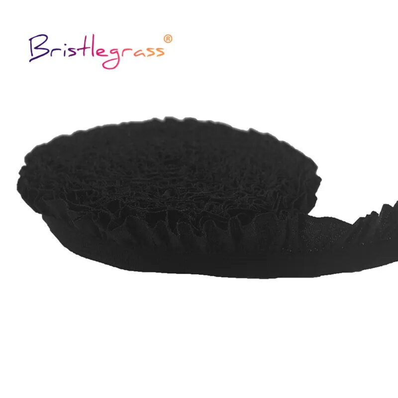 Черная эластичная лента с оборками Bristlegrass 15 мм, 2 ярда
