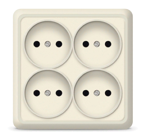 Розетка силовая штепсельная UNIVersal / Универсал Олимп 16А 220В IP20, бежевый, четырехместная, квадрат, без заземления, открытая установка 1170 / электрооборудование