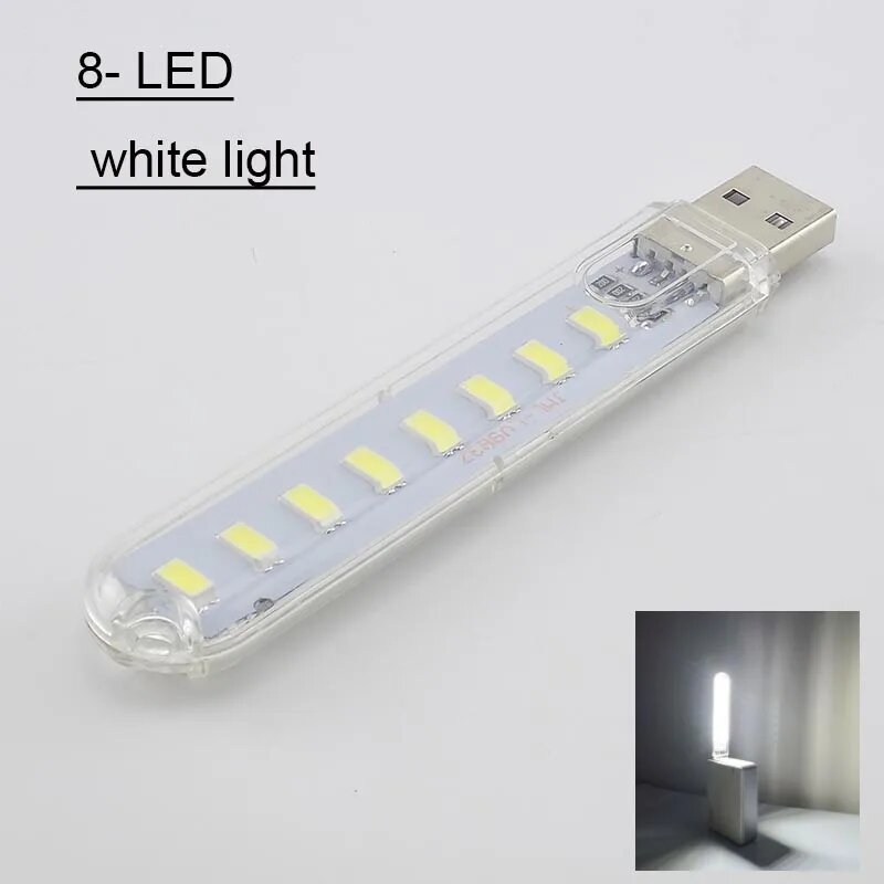 Портативная USB лампа QvvCev 8 светодиодов теплый белый 8-LED white