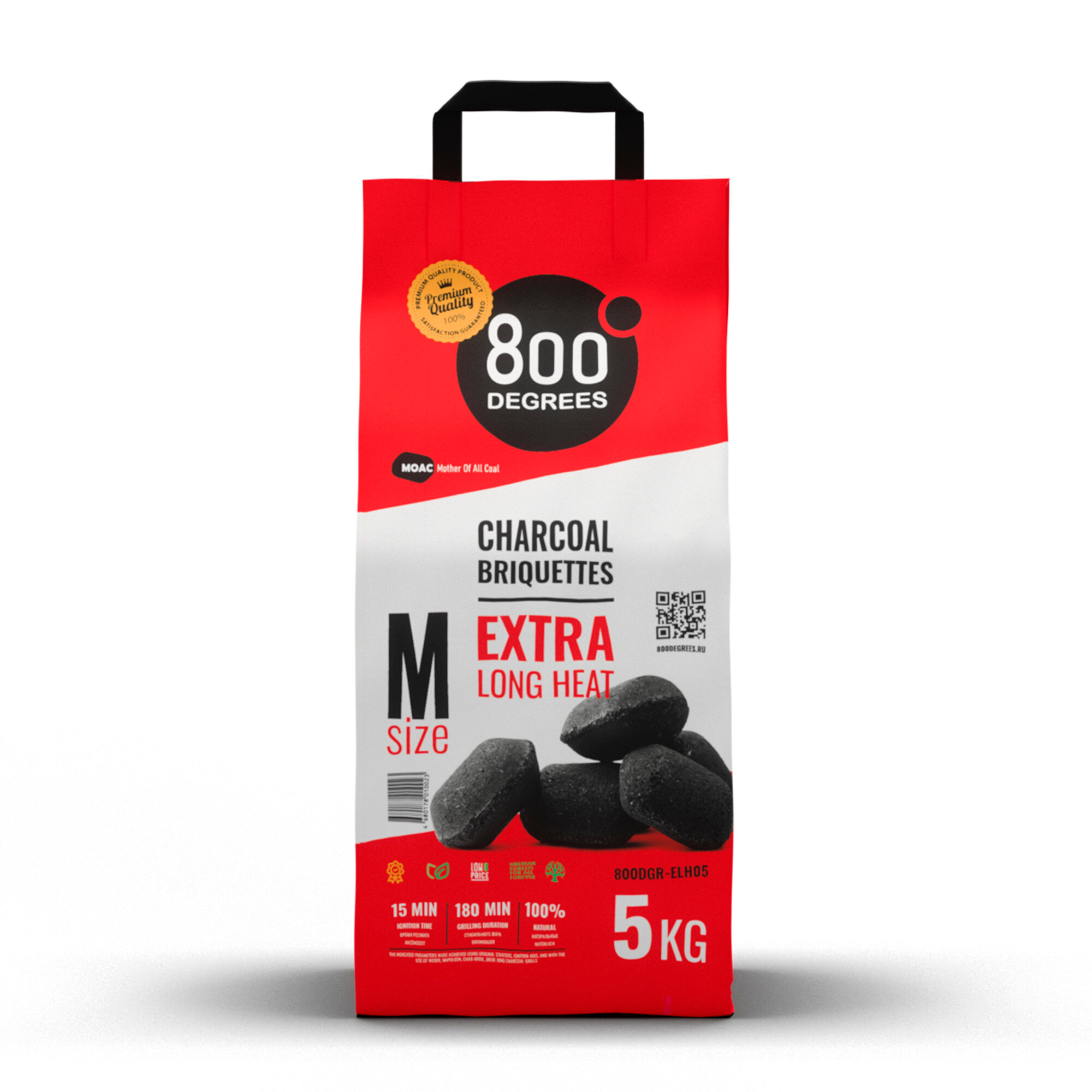 Уголь Брикеты 800 Degrees size M 5 кг