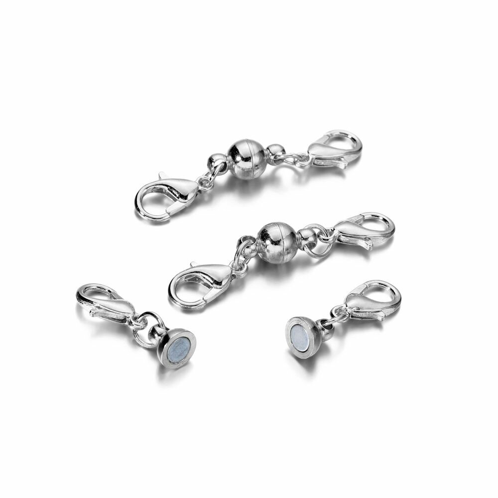 Магнитные застежки карабины 8 мм для бижутерии, родиевое покрытие, 5 штук, быстрая фиксация браслетов и ожерелий, удобный магнитный замок для DIY украшений