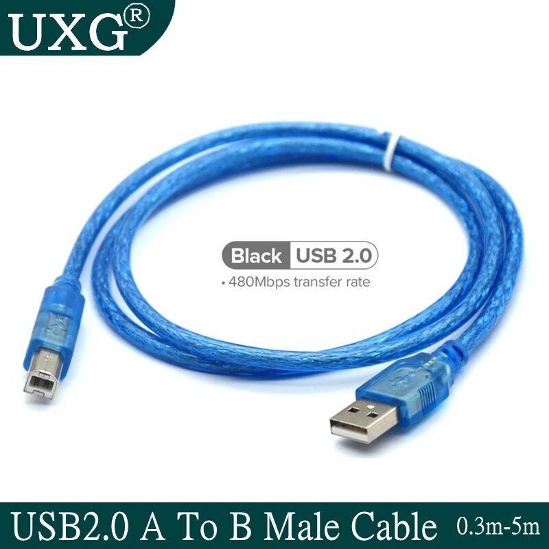 UXG Кабель USB 2.0 Type A-B Синий 25cm