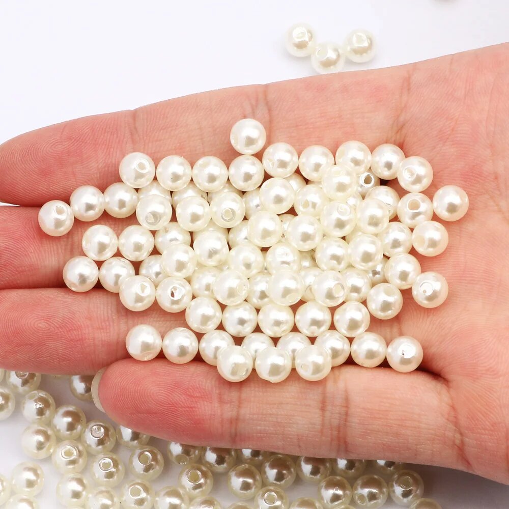 Белые акриловые бусины imitation pearl 3-20 мм 1000 шт Белый, 4mm 600pcs, beige