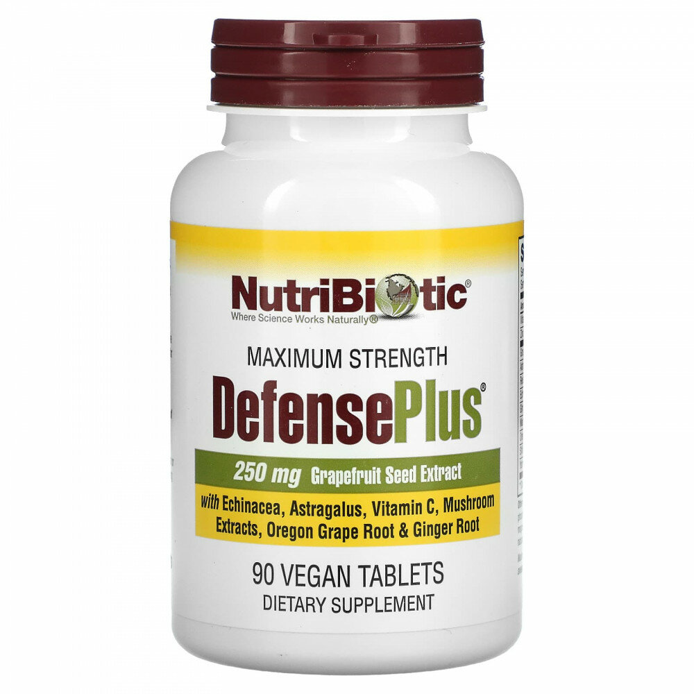 NutriBiotic, DefensePlus®, максимальная эффективность, 90 веганских таблеток