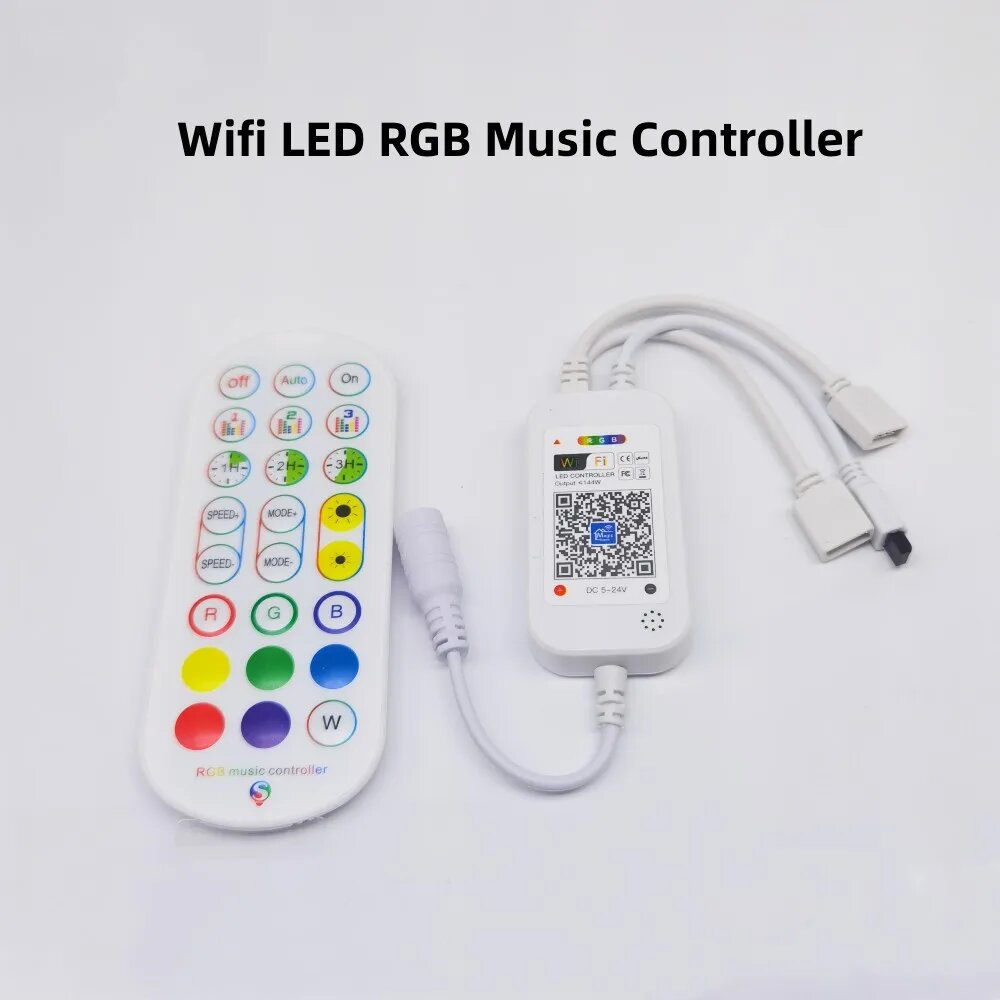 Wi-Fi светодиодный RGB музыкальный контроллер Smart Life для Alexa Google, 2-портовый умный фотоконтроллер с пультом дистанционного управления 24 клавиши