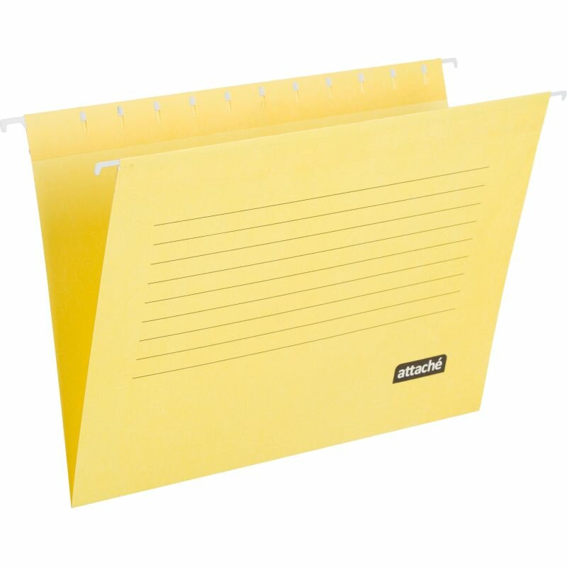 Папка подвесная Attache, А4, картон, желтый, до 200 листов, 5 шт./уп.