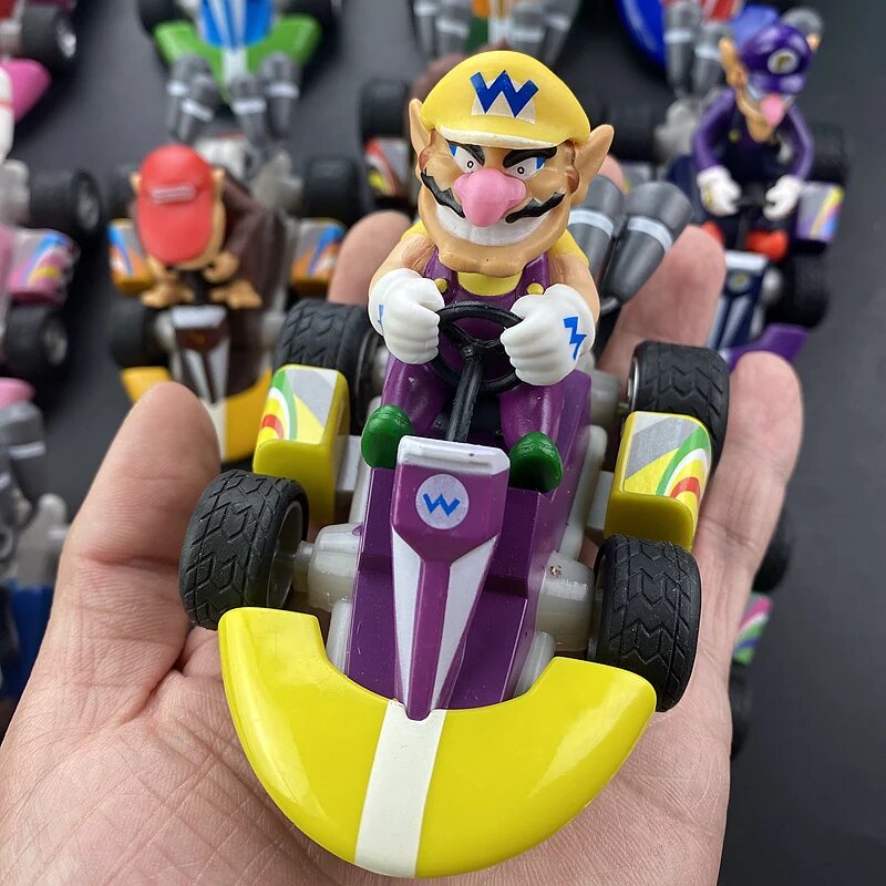 Супер Марио Бро Картинг Луиджи Боусер Принцесса Персик Йоши Жаба Фигурка Игрушки Откат Автомобиль Аниме Игра Кукла Подарки для Детей