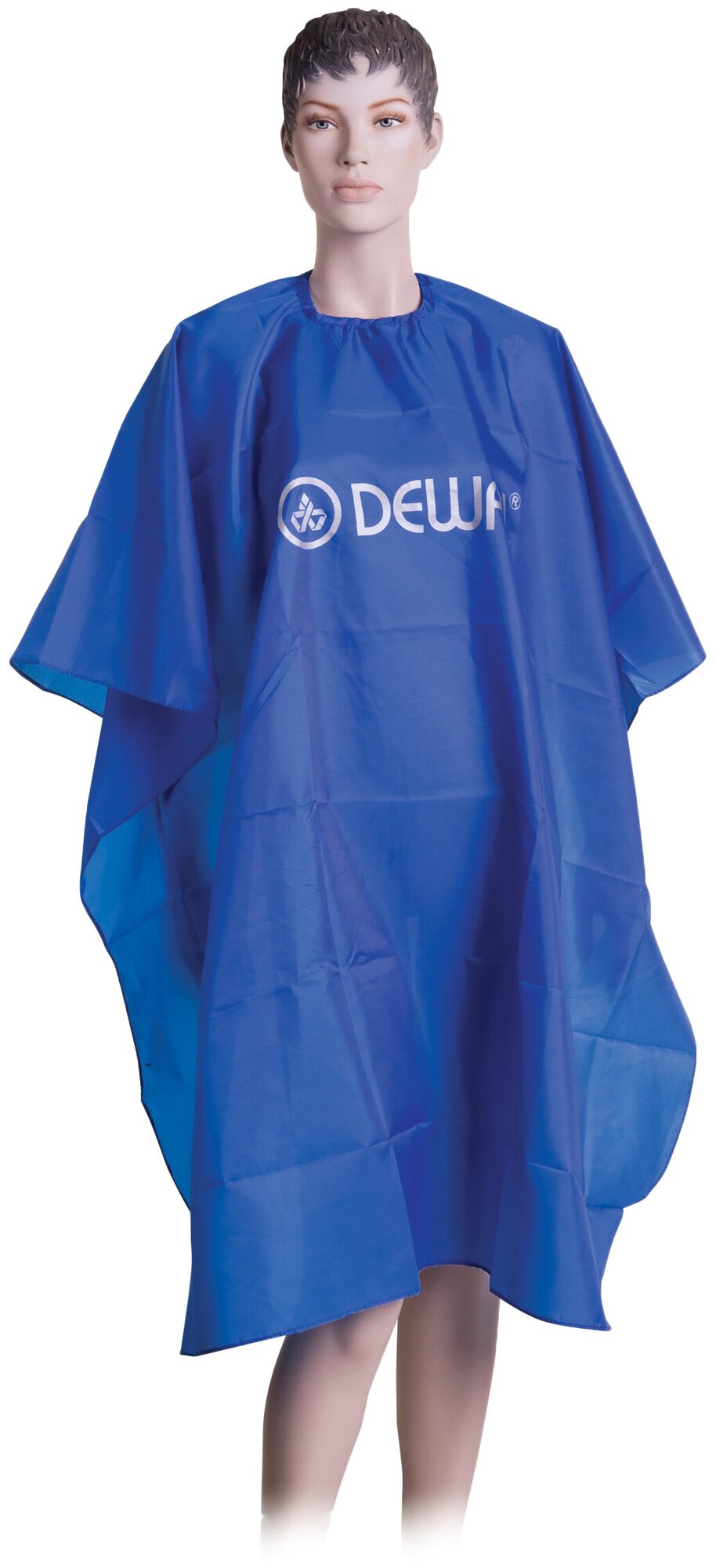 Пеньюар для стрижки DEWAL, нейлон, голубой 128х140см , на крючках GS-A001