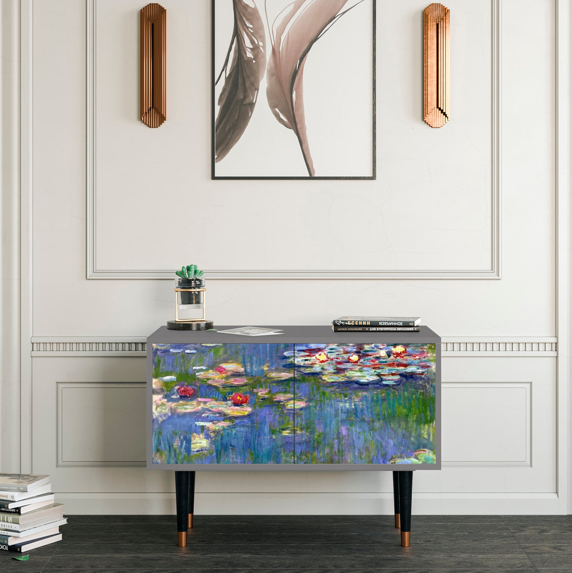 Комод - STORYZ - S1 The water lily pond by Claude Monet , Размер - 94 x 69 x 48 см, Цвет корпуса - , Серый