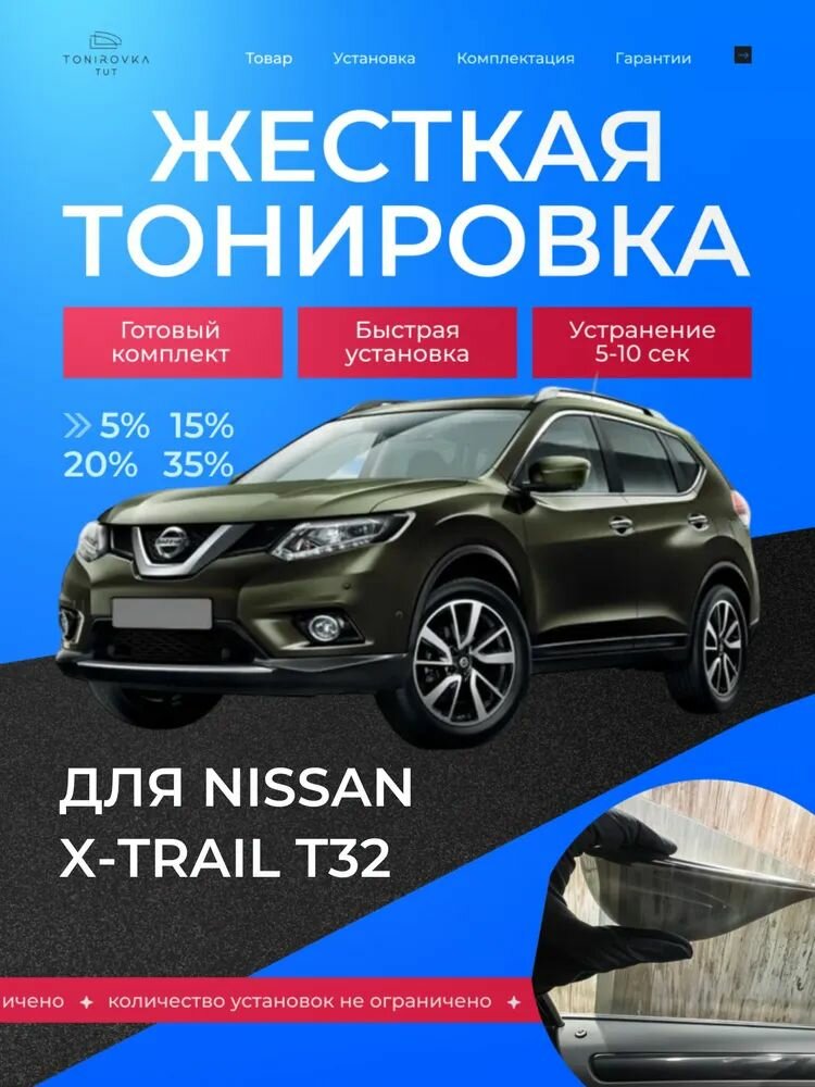 PREMIUM PLUS жёсткая тонировка Nissan X-Trail T32 5% / премиум плюс съёмная тонировка Ниссан Икс Трейл T32 5%