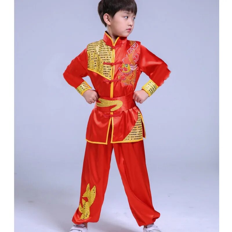 Детский китайский танцевальный костюм IDEASKY Kids 160cm, Red yellow