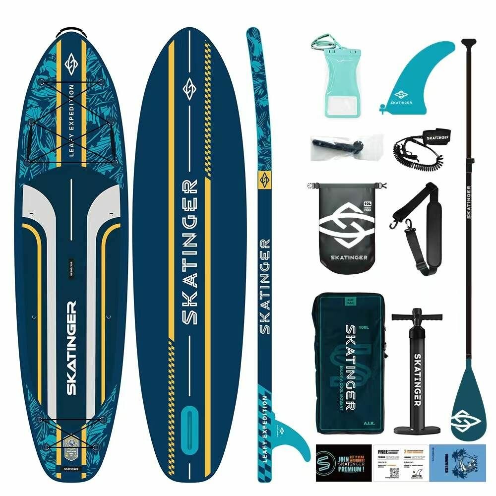 Надувная Сап-доска SKATINGER New blue (SUP board) двухслойная 350*89*15см