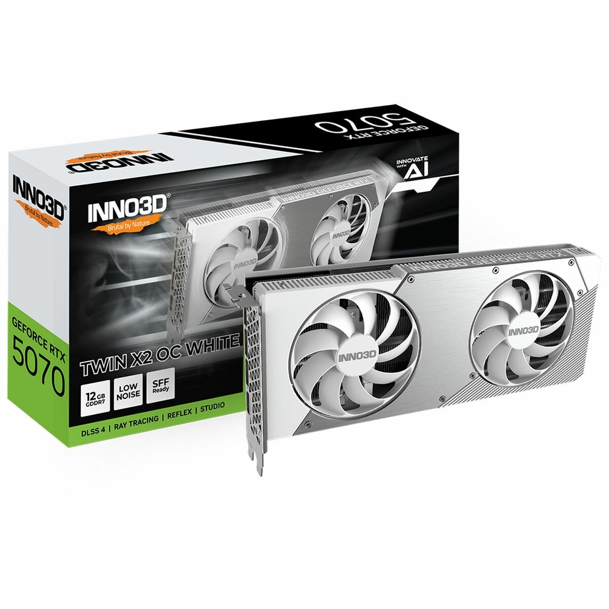 Видеокарта INNO3D RTX5070 TWIN X2 ОС WHITE 12GB GDDR7 192bit 3xDP HDMI 2FAN RTL