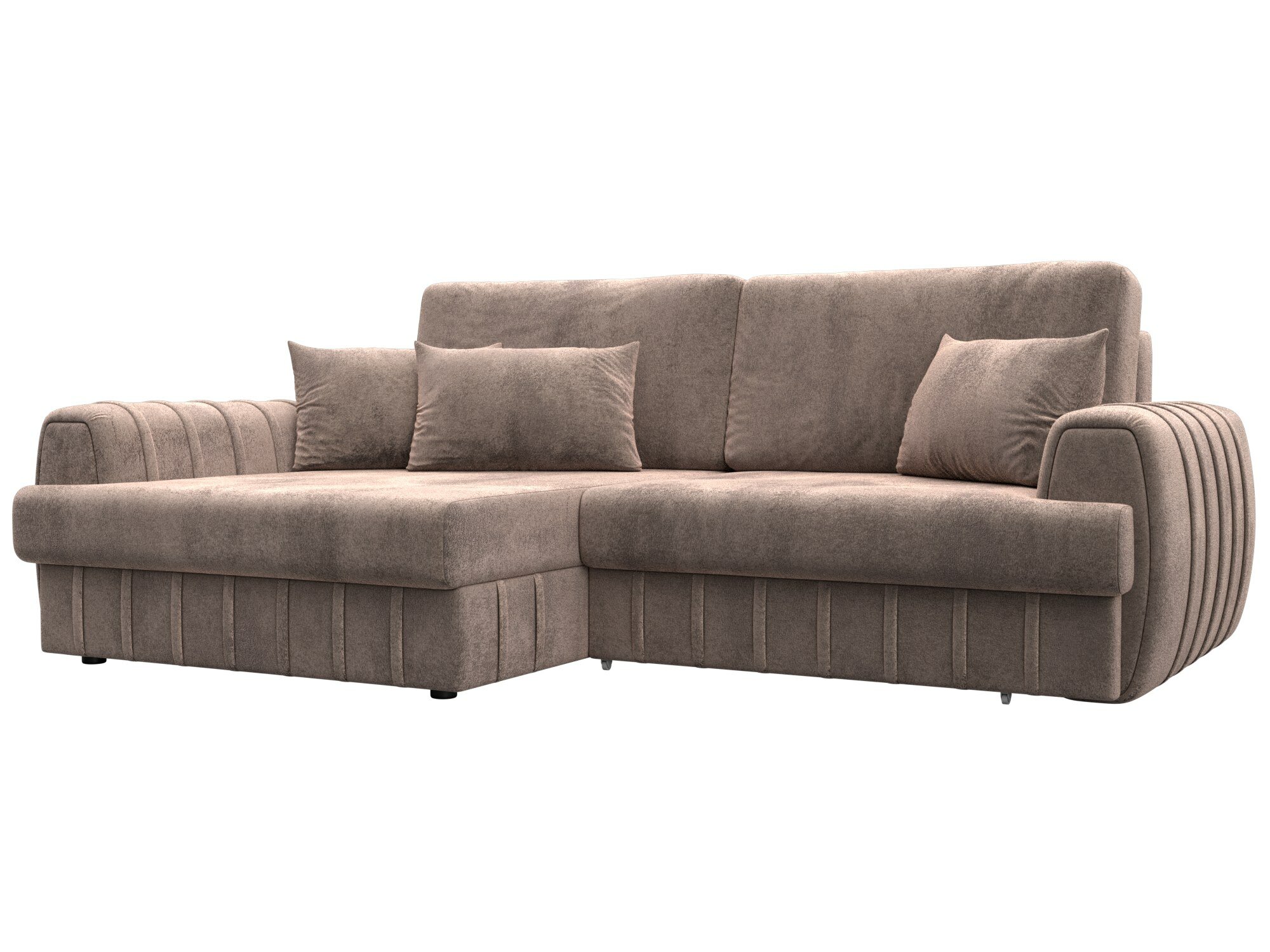 Диван угловой Лига-057 НПБ угол левый, размер: 239х162см, спальное место: 160х195см, велюр, TOWER 05 бежевый