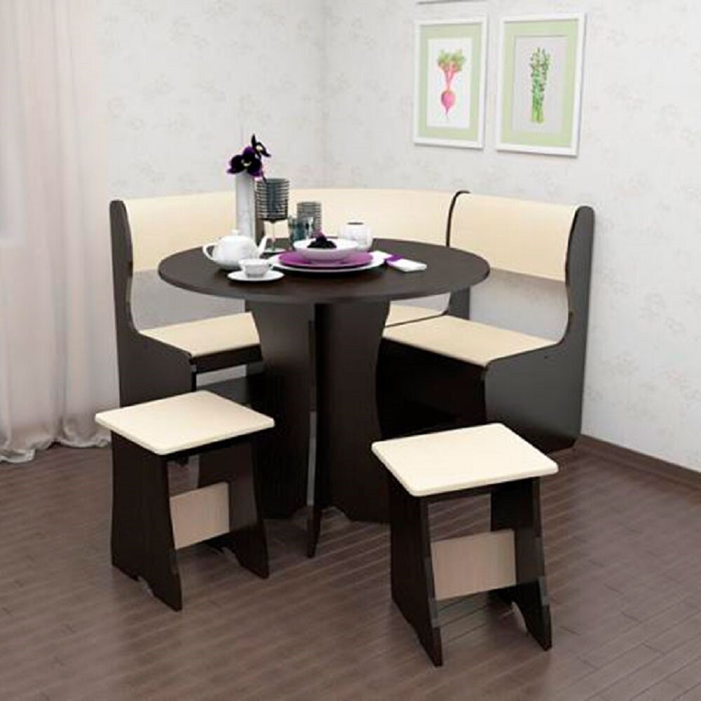 Кухонный уголок мягкий (1050х850х1050 мм), цвет венге/бежевый