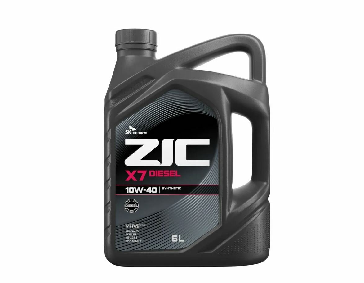 Моторное масло синтетическое ZIC X7 DIESEL 10W-40, 6 литров канистра