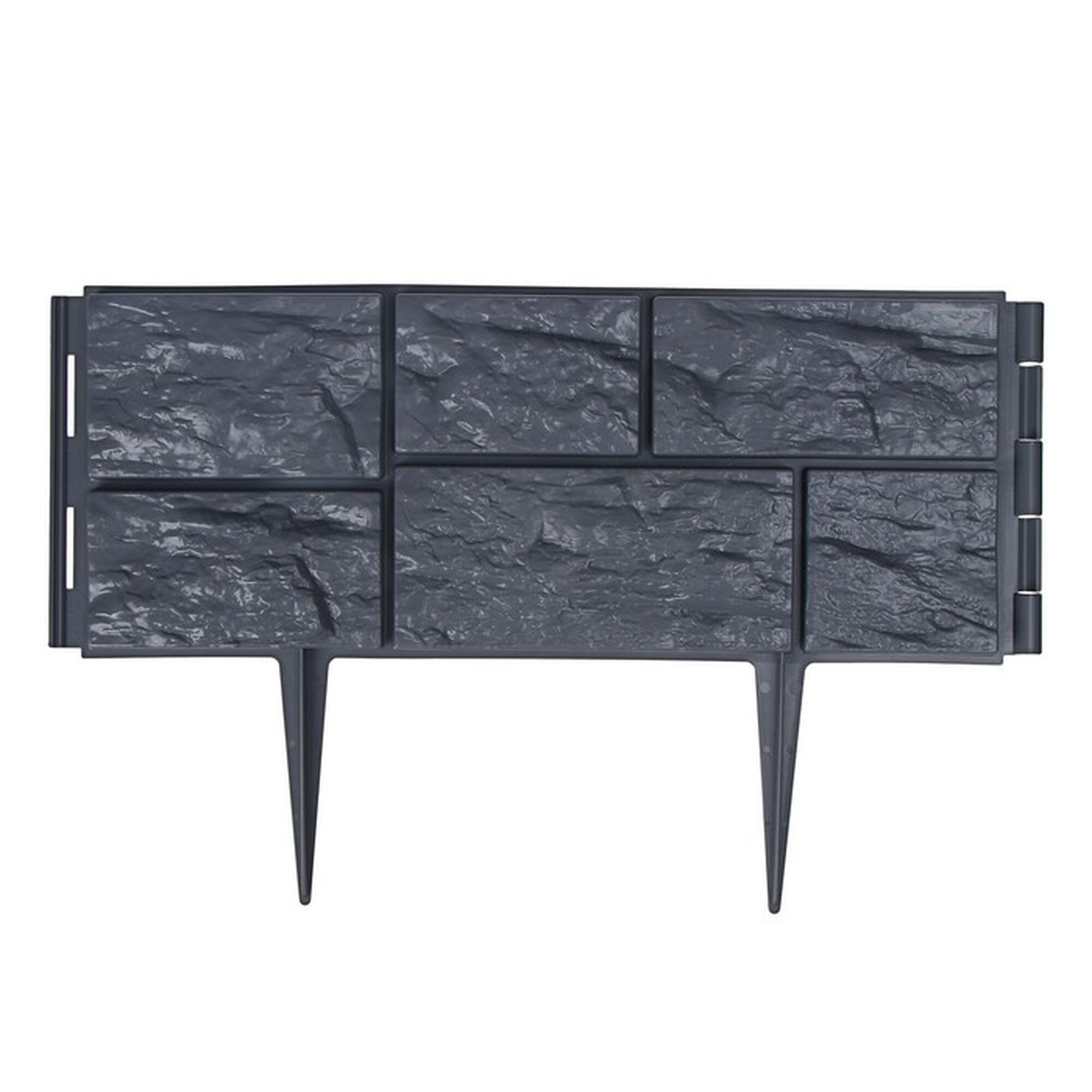 Ограждение декоративное, 24×177.5 см, 5 секций, пластик, серое, «Камень»