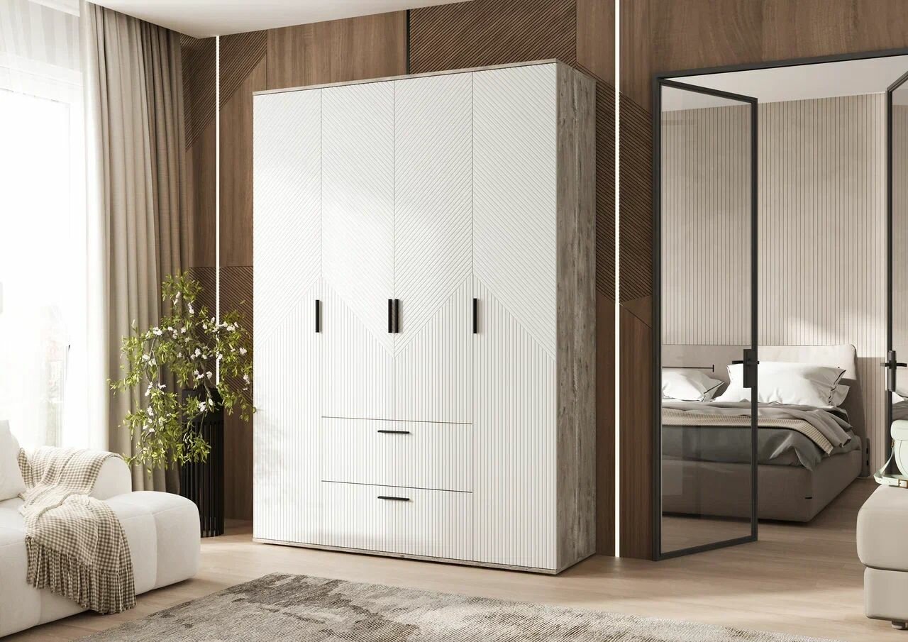 Сильвия Шкаф 4-х ств.(1600) (Браш Вайт, Дуб Юкон)