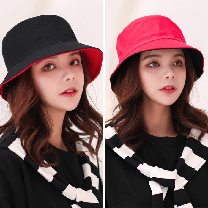 Женская летняя корейская версия, модная студенческая рыбацкая шляпа, универсальная шляпа от солнца, японская шляпа для бассейна со знаменитостями в Интернете, мужская двусторонняя солнцезащитная шляпа