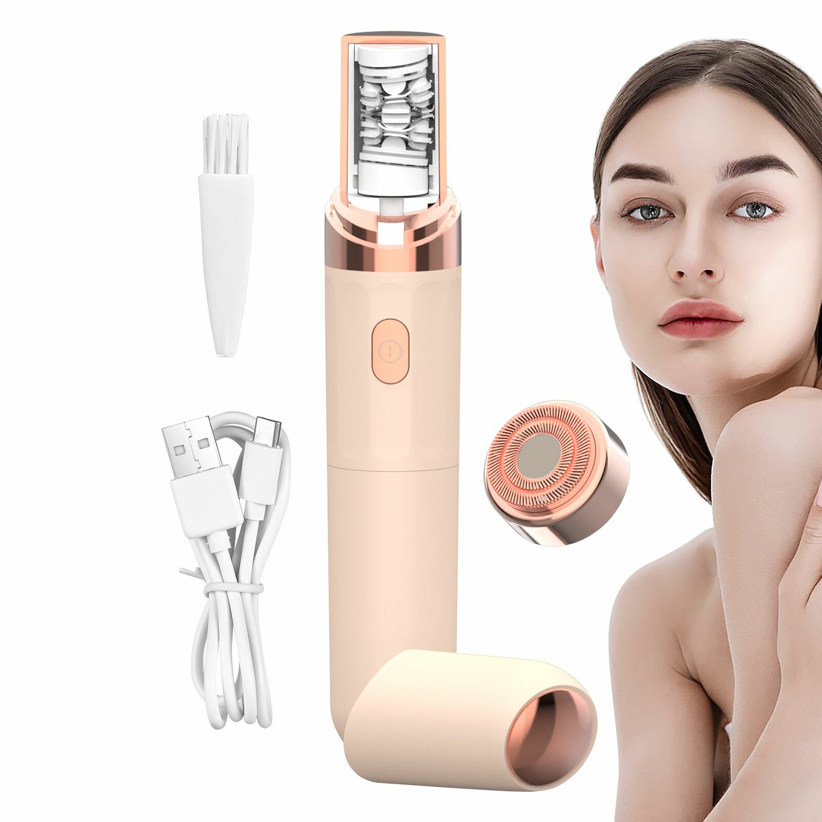 Эпилятор для лица, женский, розовый, быстрая зарядка от USB, 70г