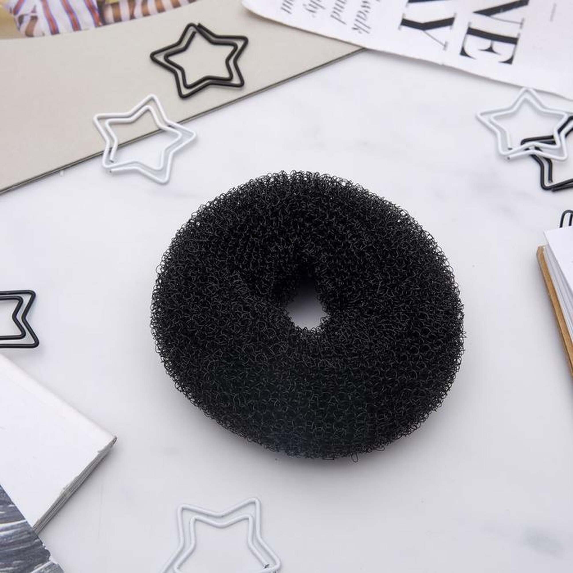 Валик-резинка Сима-ленд, для создания пучка, черный, 4 x 7 см