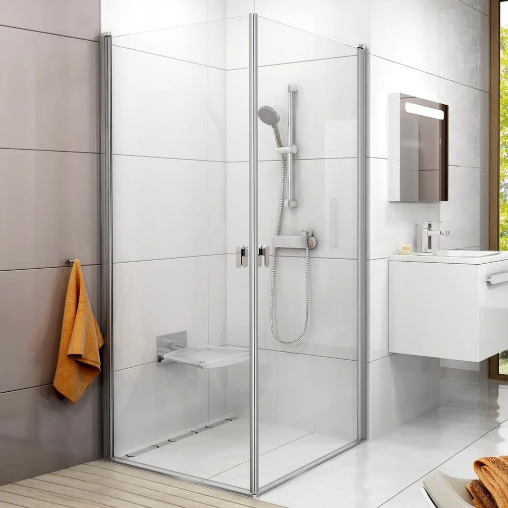 Душевой уголок Ravak Chrome CRV1-80+CRV1 Transparent, профиль сатин