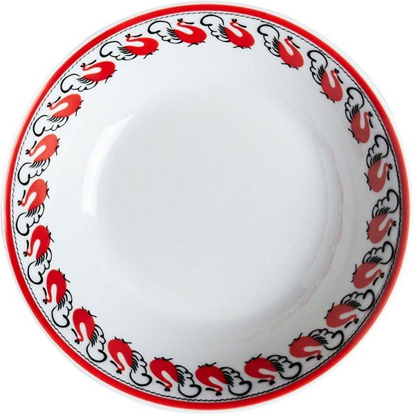 Салатник «Мезень» Принц Лебеди, фарфор, 300 мл, белый, красный (Башкирскии фарфор)