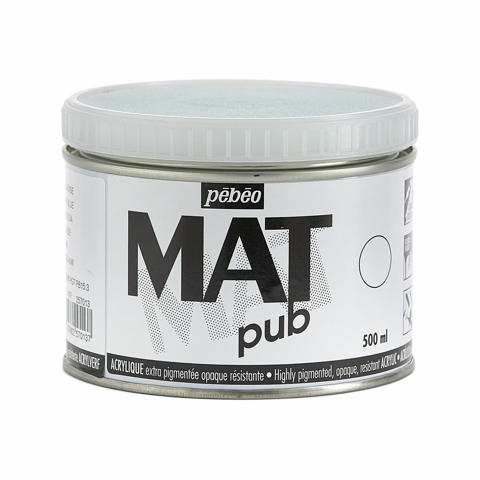 PEBEO Mat Pub краска акриловая, экстра матовая №1 500 мл, Бирюзовый, 257013